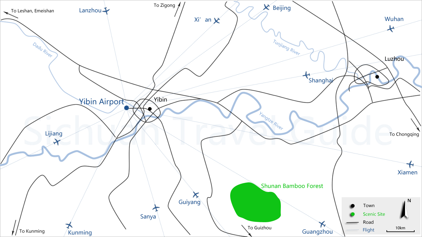 Yibin Caiba Airport Guide, Yibin Airport Transfer, Yibin Airport Map